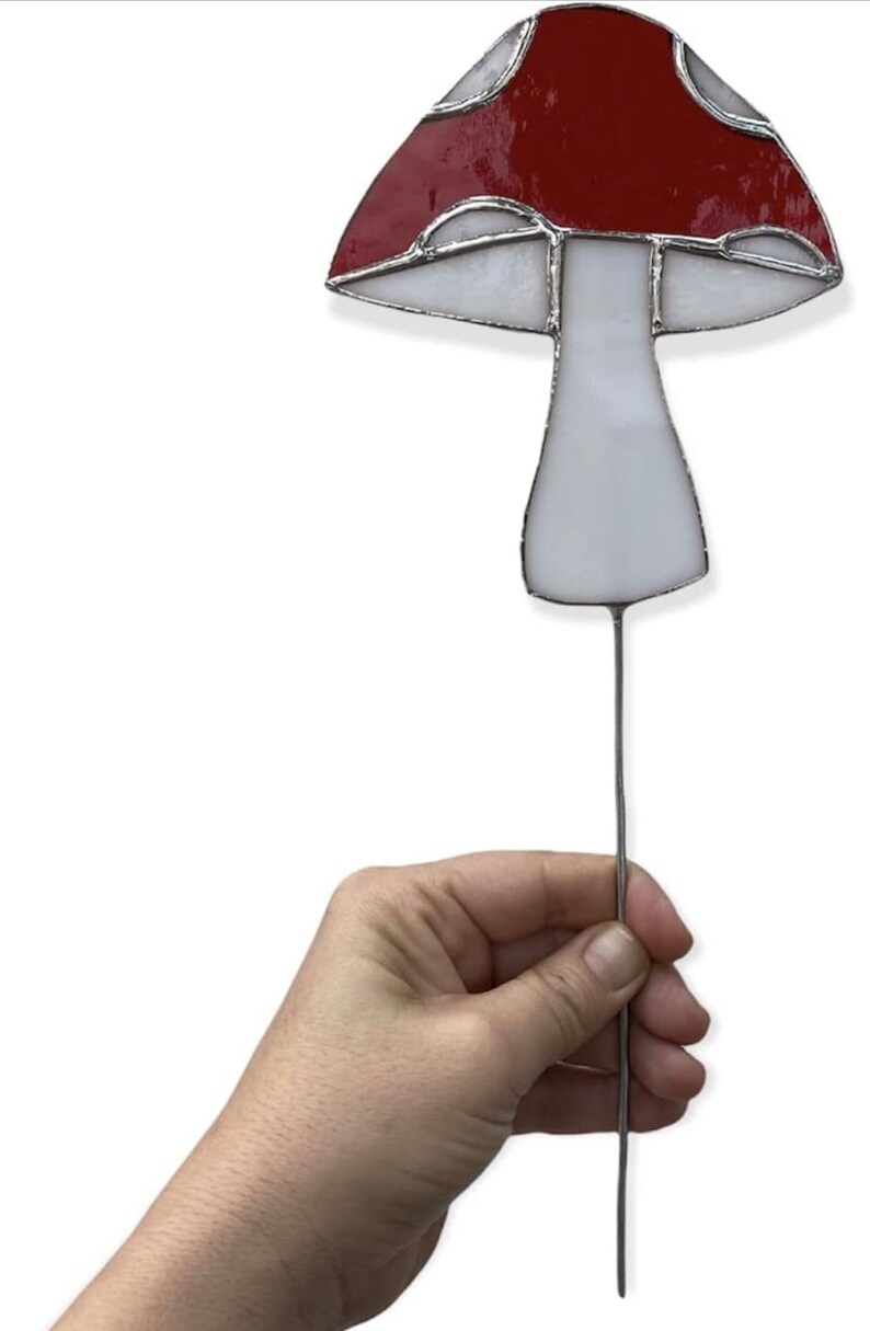 Stained Glass Mushroom With Rod - Etsy
