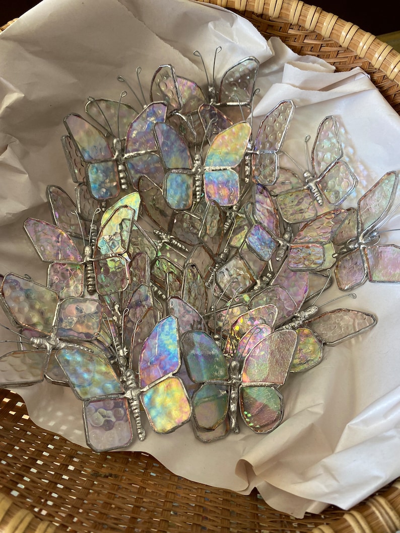 6 Pack Iridescent Stained Glass Butterflies - Etsy