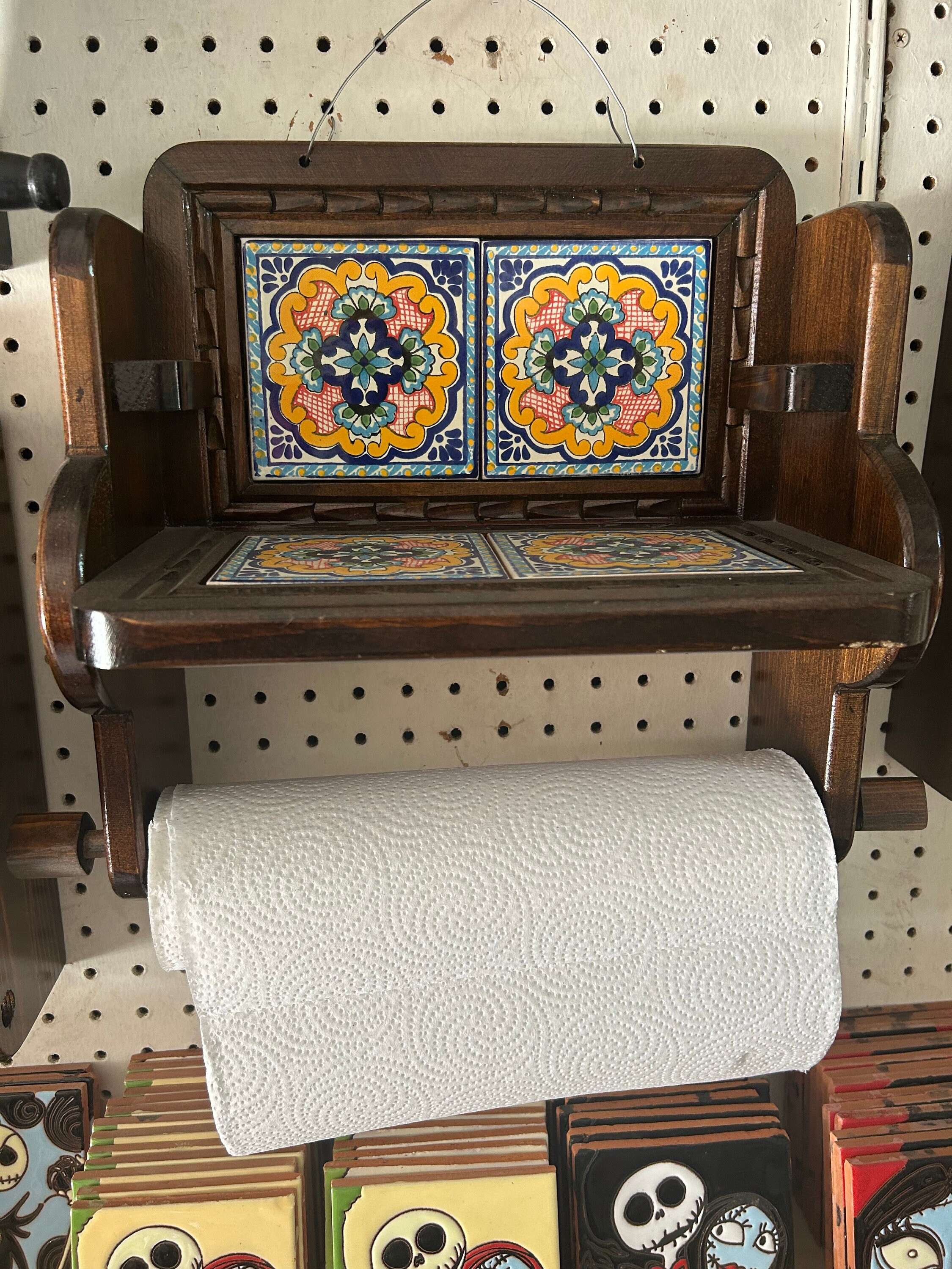 Paper Towel Talavera Tile Wood Holder - Etsy
