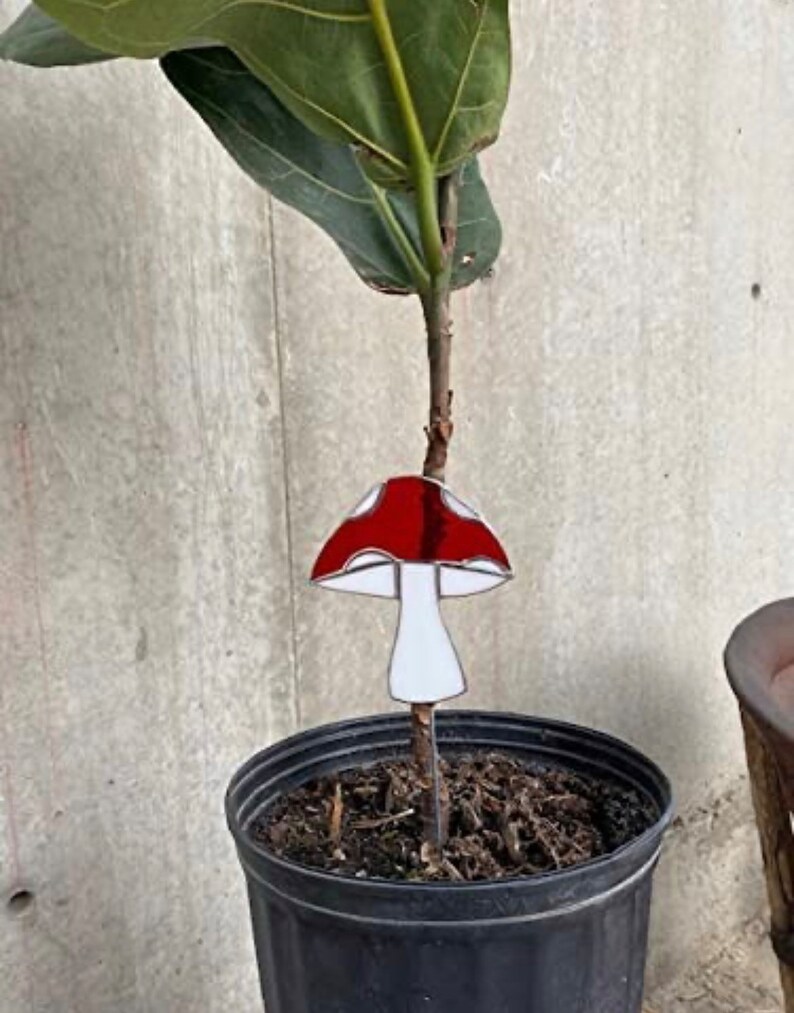 Stained Glass Mushroom With Rod - Etsy
