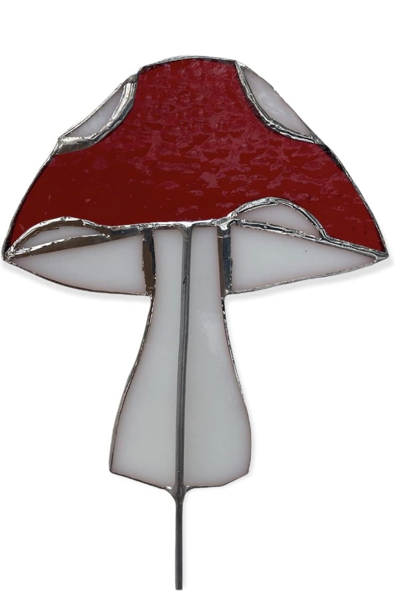 Stained Glass Mushroom With Rod - Etsy