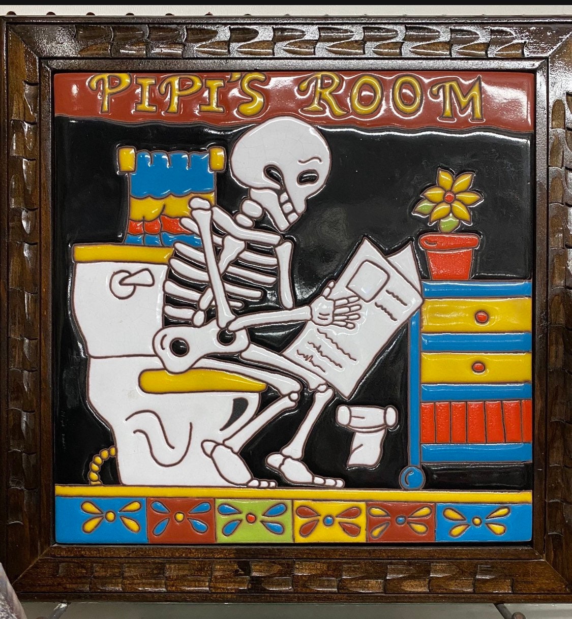 JUMBO pipis Room Day of the Dead Talavera Wood Framed Tile - Etsy
