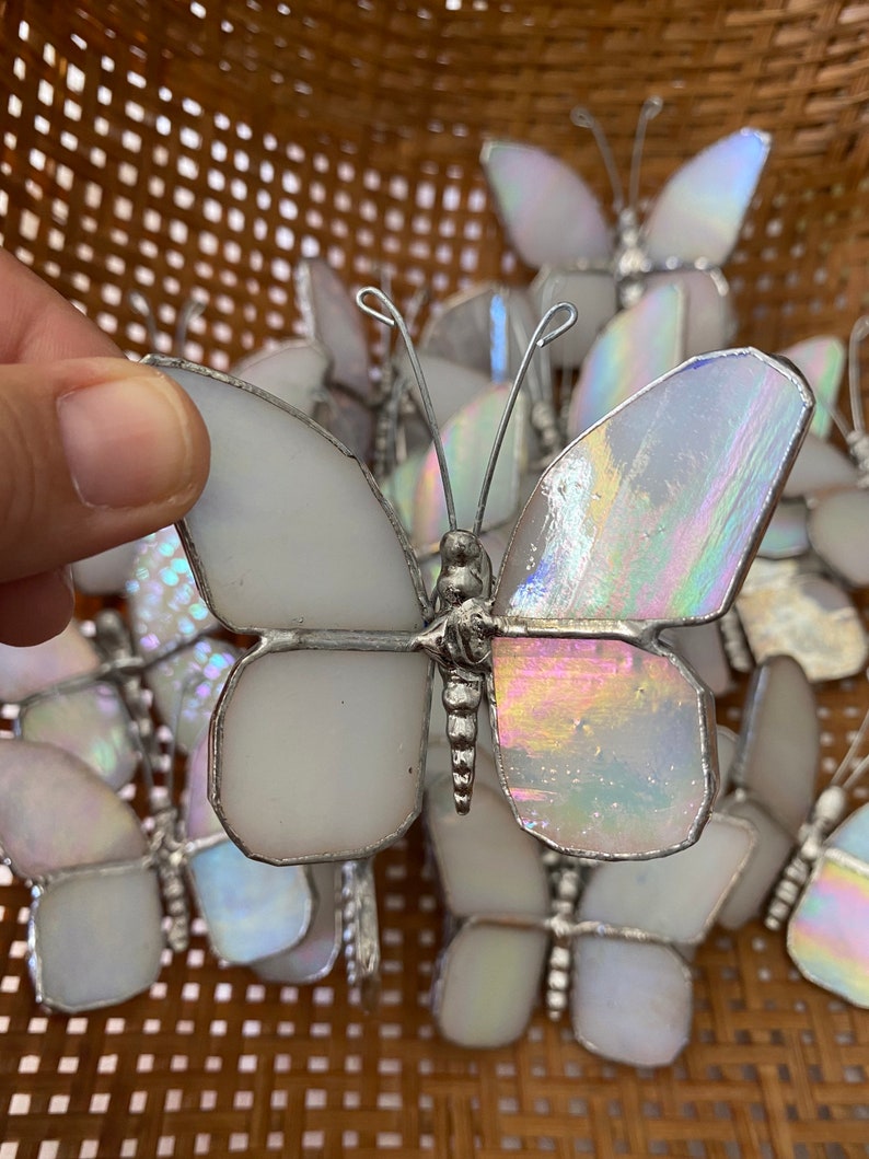 6 Pack Iridescent Stained Glass Butterflies - Etsy