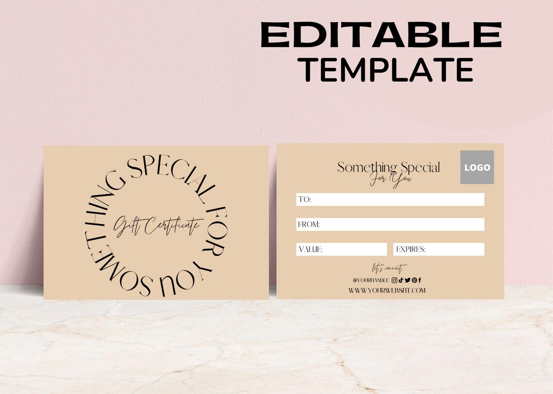 Editable Gift Card Template Printable Gift Certificate | Etsy