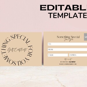 Editable Gift Card Template Printable Gift Certificate Template DIY ...
