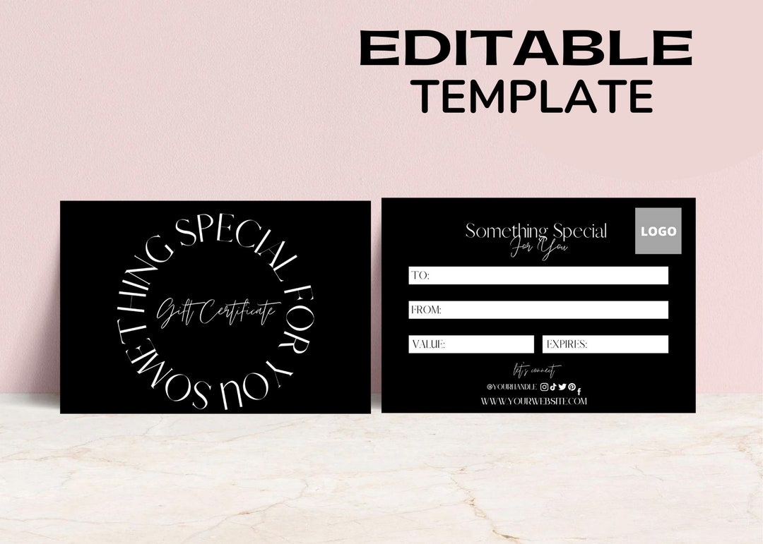 Editable Gift Card Template Printable Gift Certificate Template DIY ...