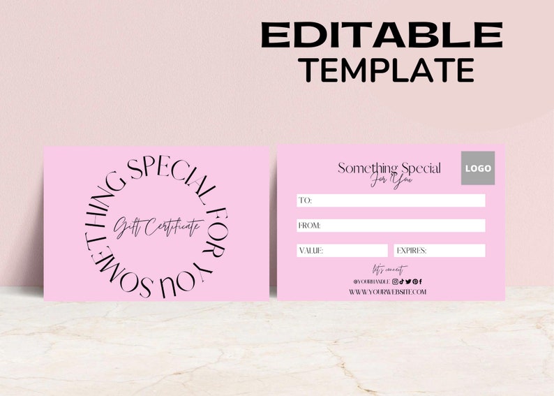 Editable Gift Card Template Printable Gift Certificate - Etsy