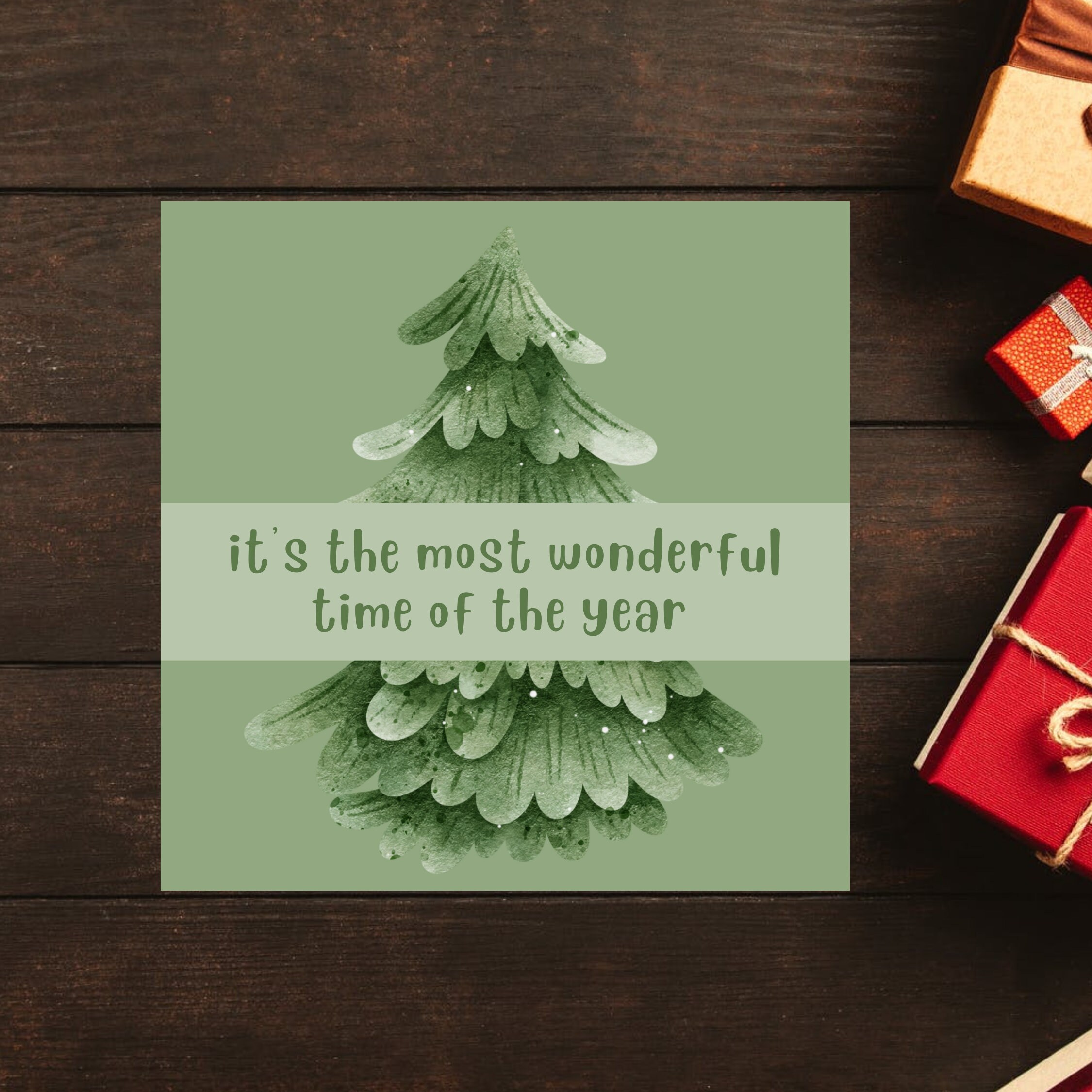 DIGITAL Christmas Tree Card, PRINTABLE Card, Digital Download, Holiday ...
