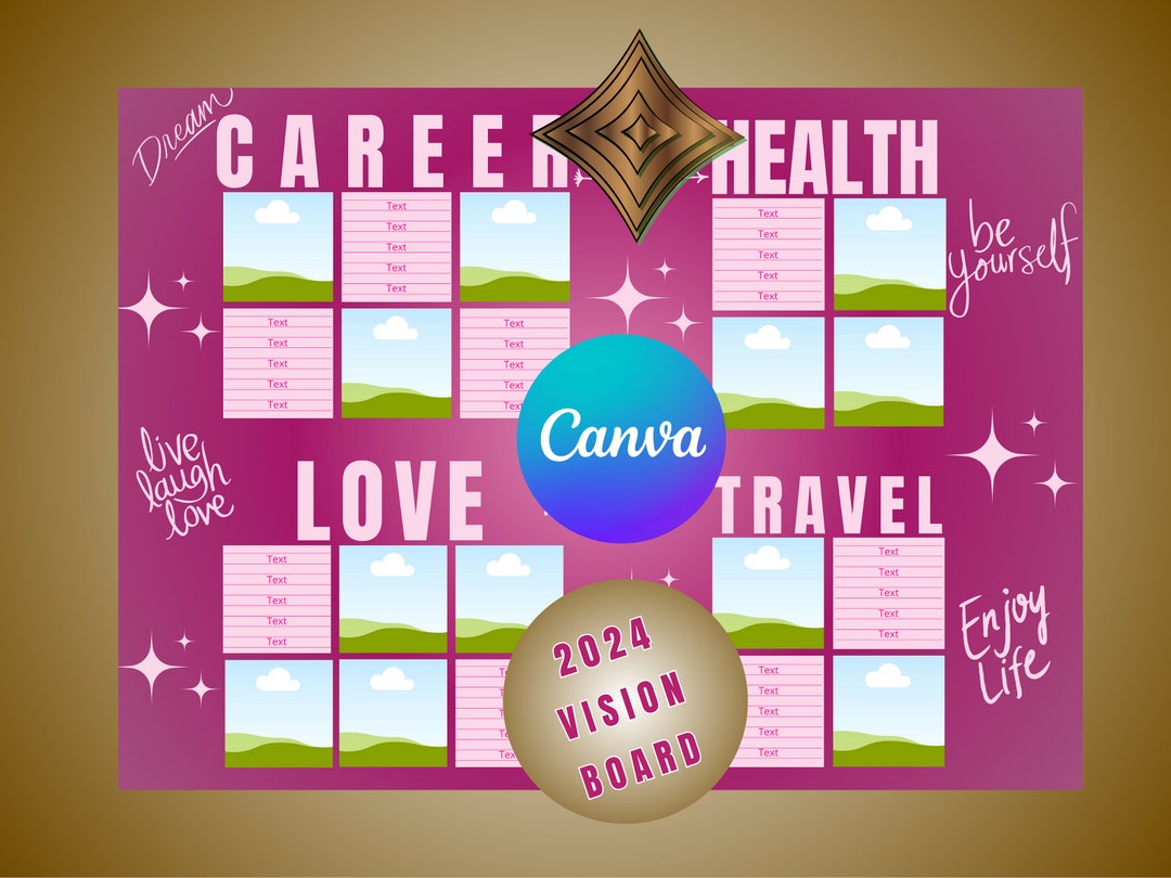 Vision Board for Dream Visualization, Editable for Mindful ...