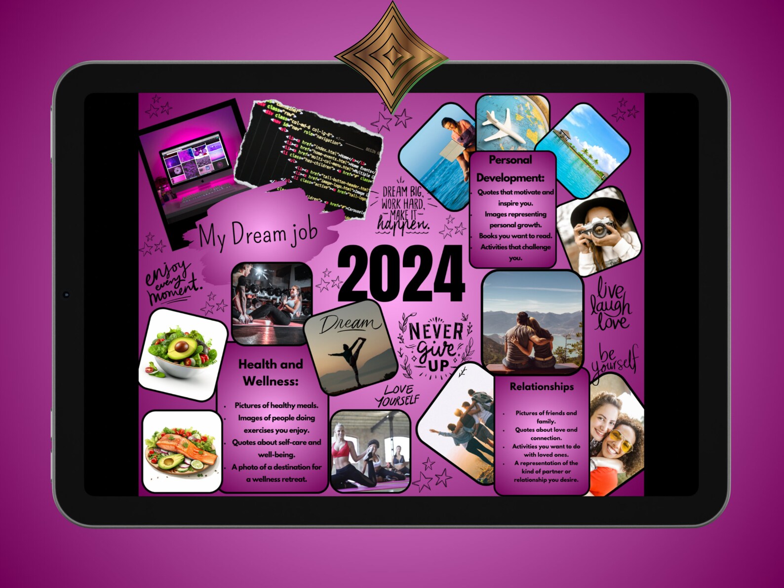 Digital Vision Board Canva Template, Vision Board Template, Vision ...