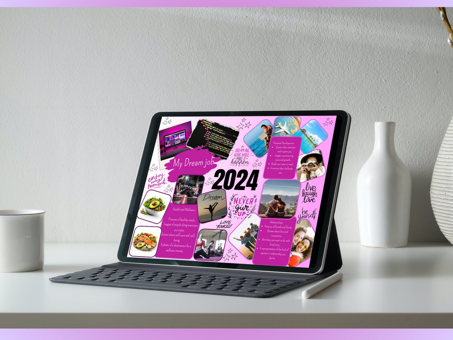 Digital Vision Board Canva Template, Vision Board Template, Vision ...