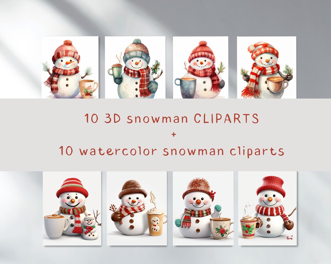 Craft Winter Magic With Our 3D Snowman & Watercolor Cliparts! Elevate ...