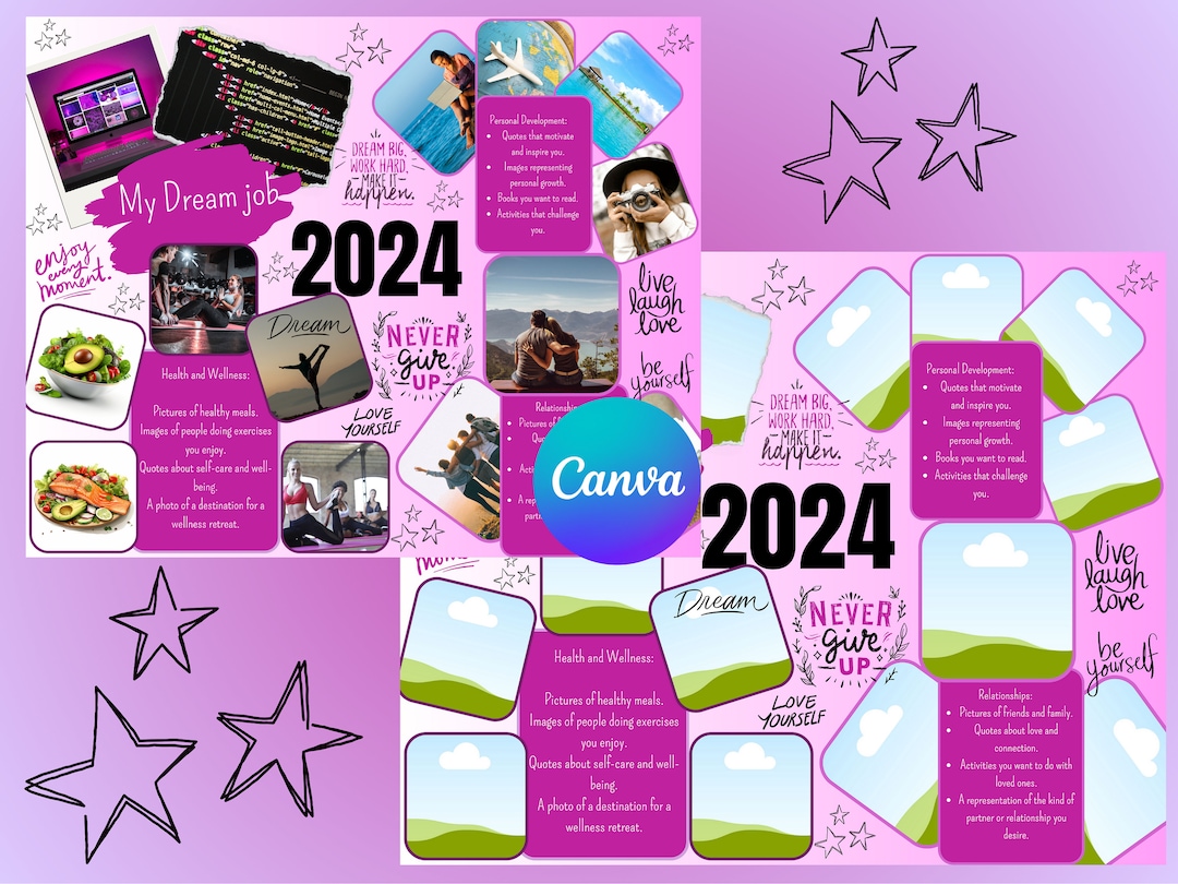Digital Vision Board Canva Template, Vision Board Template, Vision ...