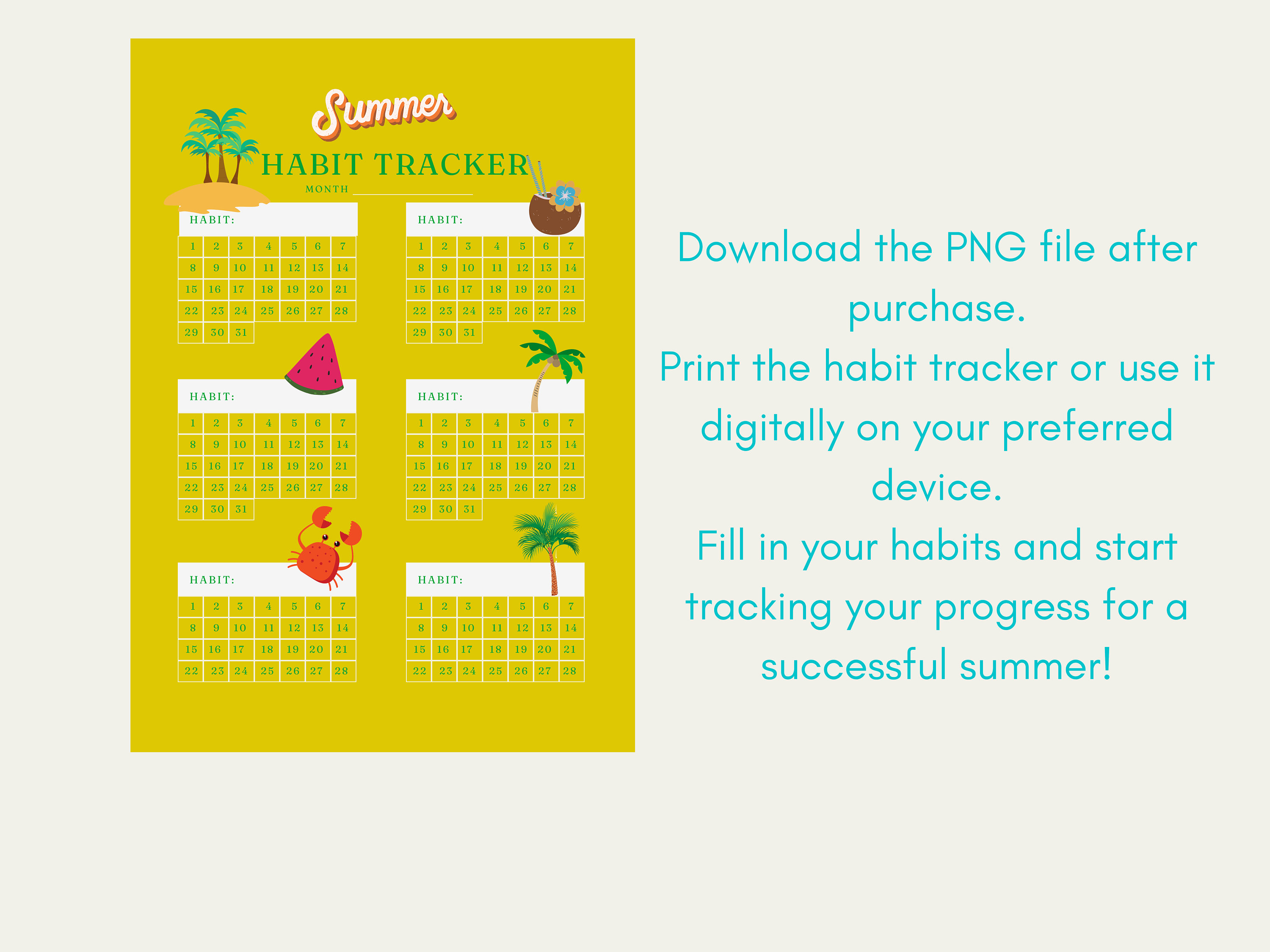 Summer 2024 Habit Tracker | Fun and Colorful Digital Planner | Track ...