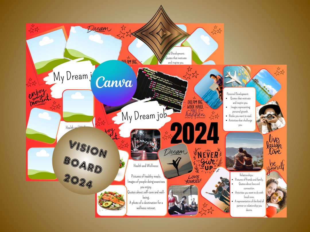 Canva Editable Digital Vision Board Template - Transform Your Space ...