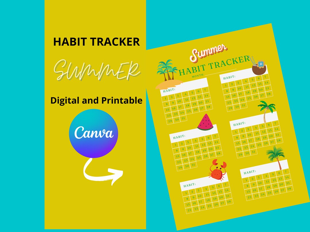 Summer 2024 Habit Tracker | Fun and Colorful Digital Planner | Track ...