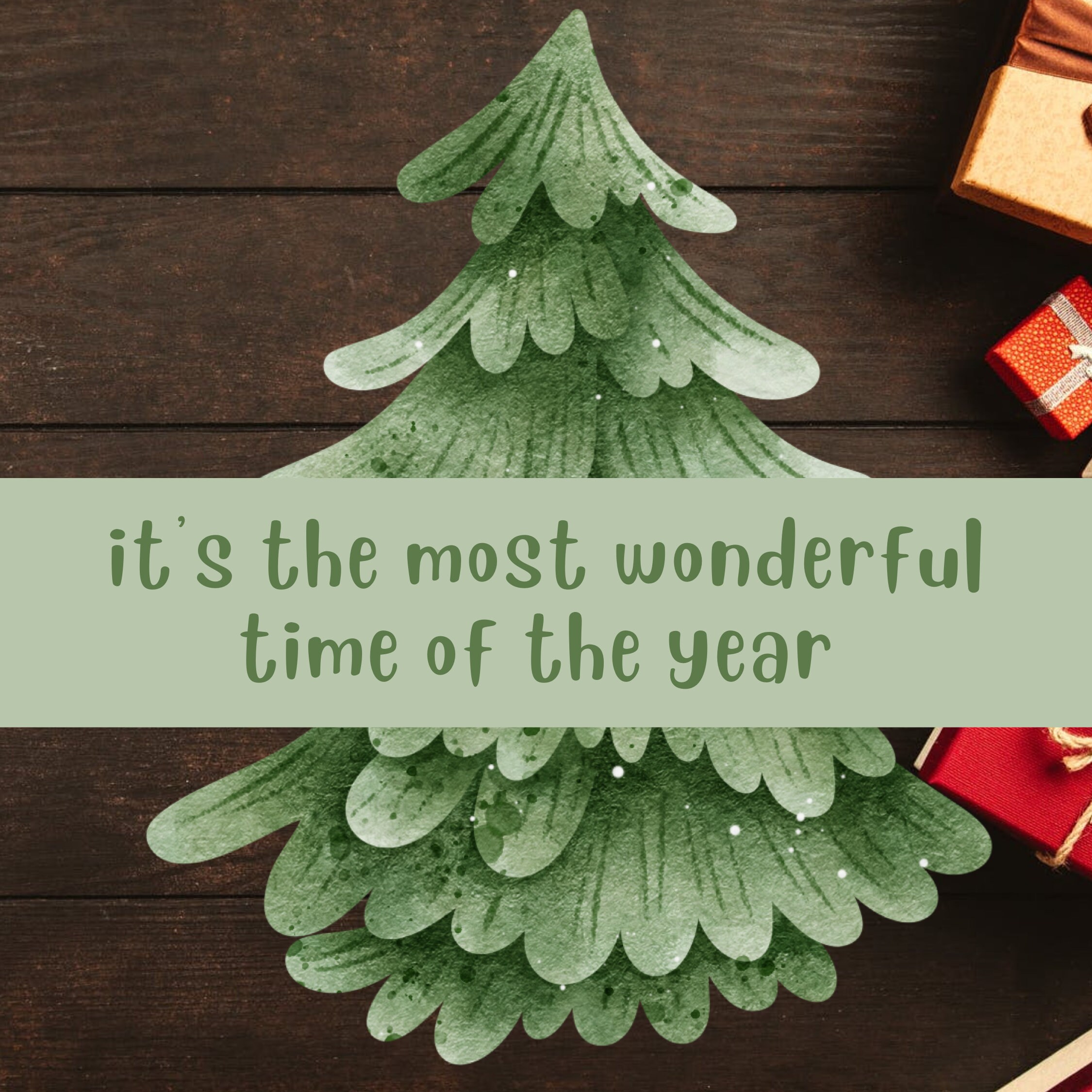 DIGITAL Christmas Tree Card, PRINTABLE Card, Digital Download, Holiday ...