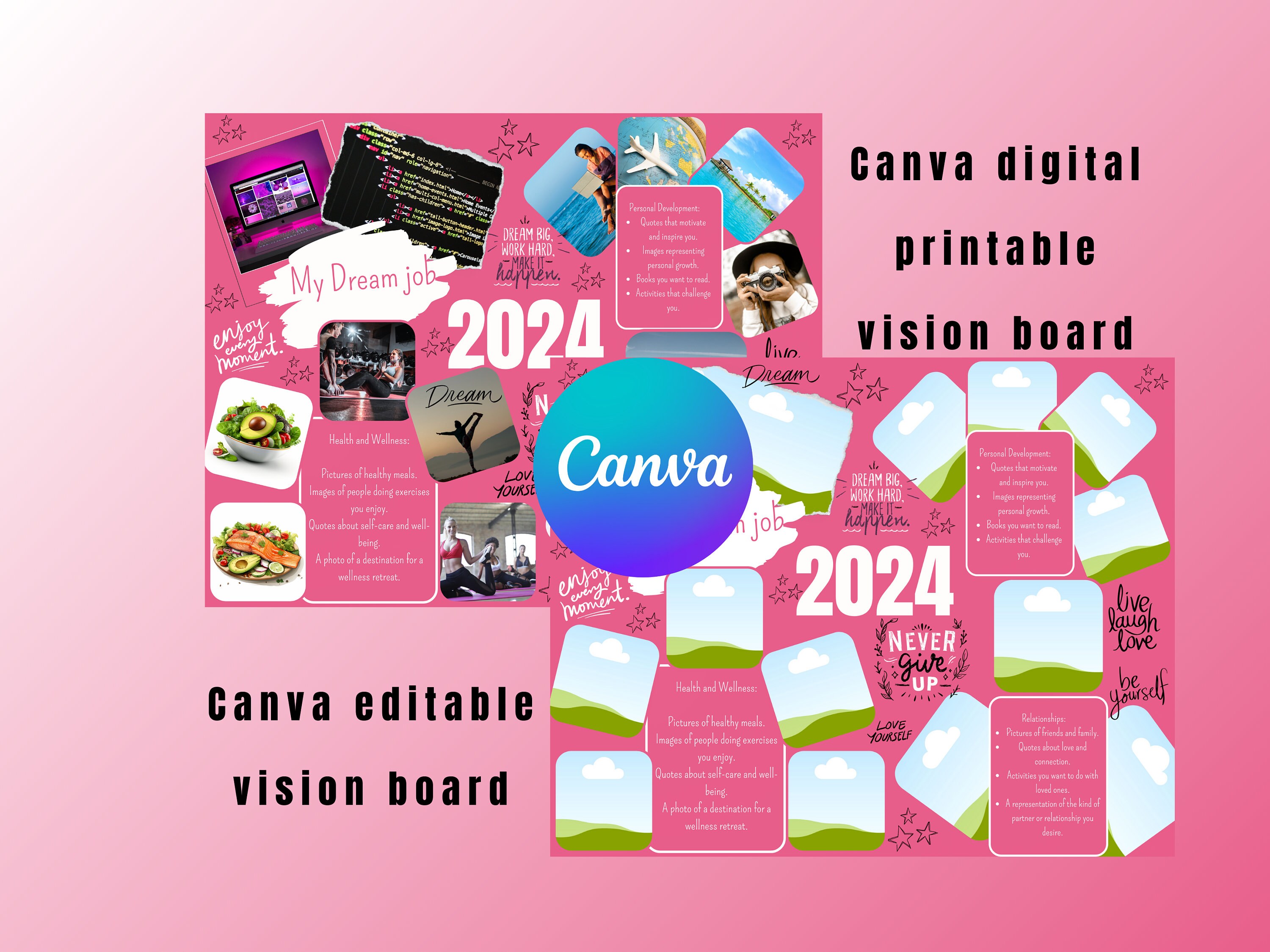 Unlock Your Potential: Instant Download Digital Vision Board Editable ...