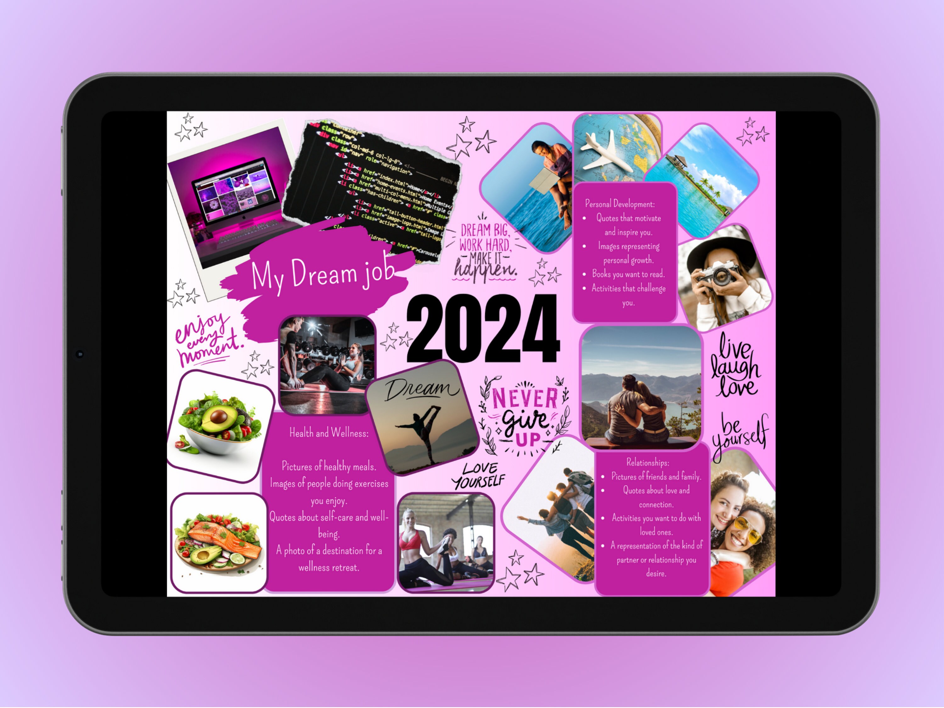 Digital Vision Board Canva Template, Vision Board Template, Vision ...