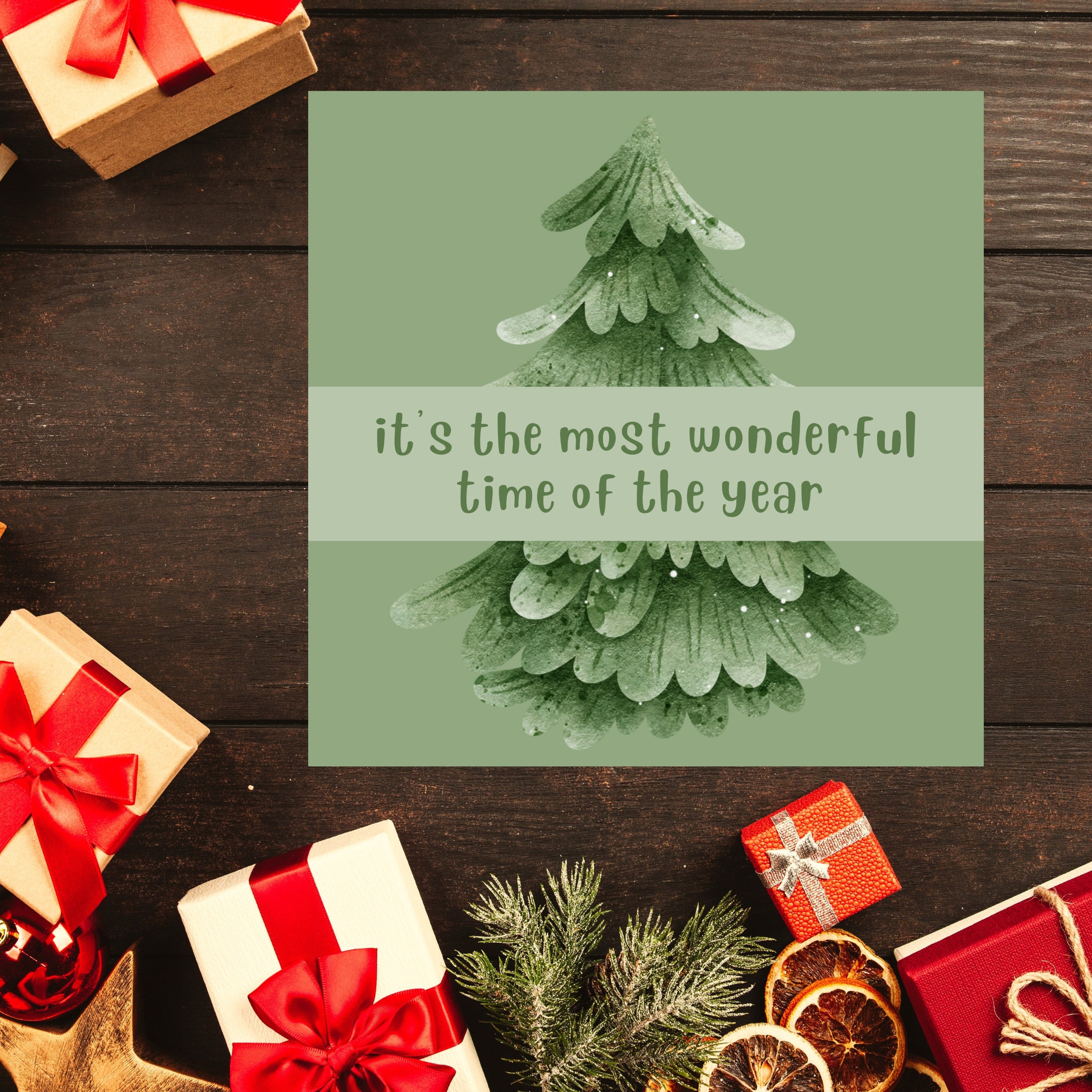 DIGITAL Christmas Tree Card, PRINTABLE Card, Digital Download, Holiday ...