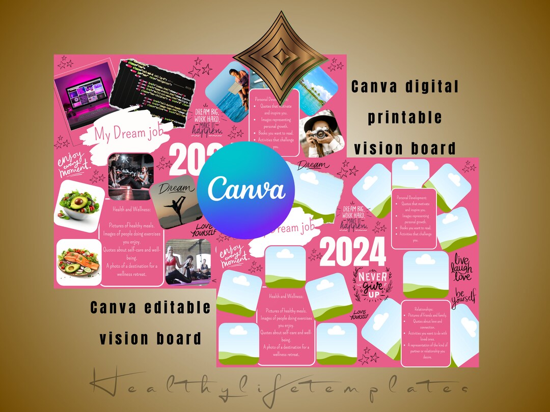 Unlock Your Potential: Instant Download Digital Vision Board Editable ...