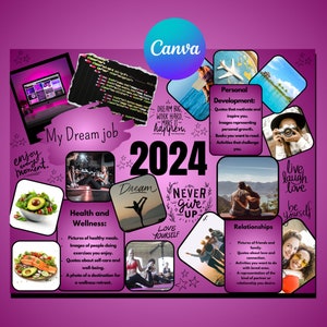 Digital Vision Board Canva Template, Vision Board Template, Vision ...