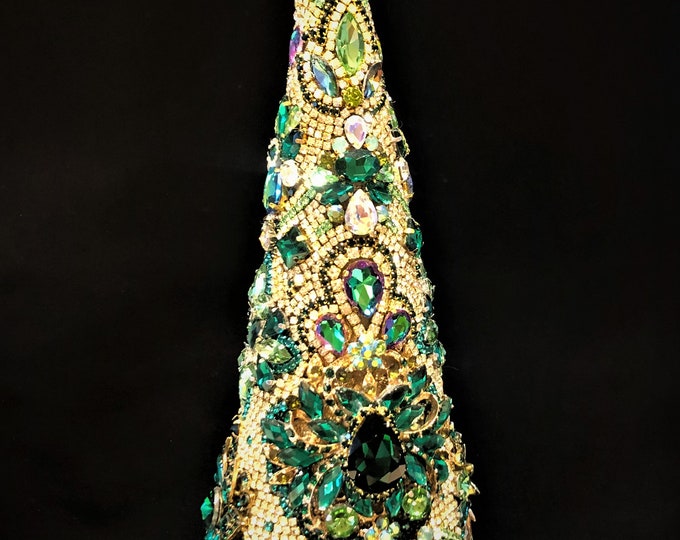Green Christmas Tree Jeweled Christmas Tree Christmas T Holiday