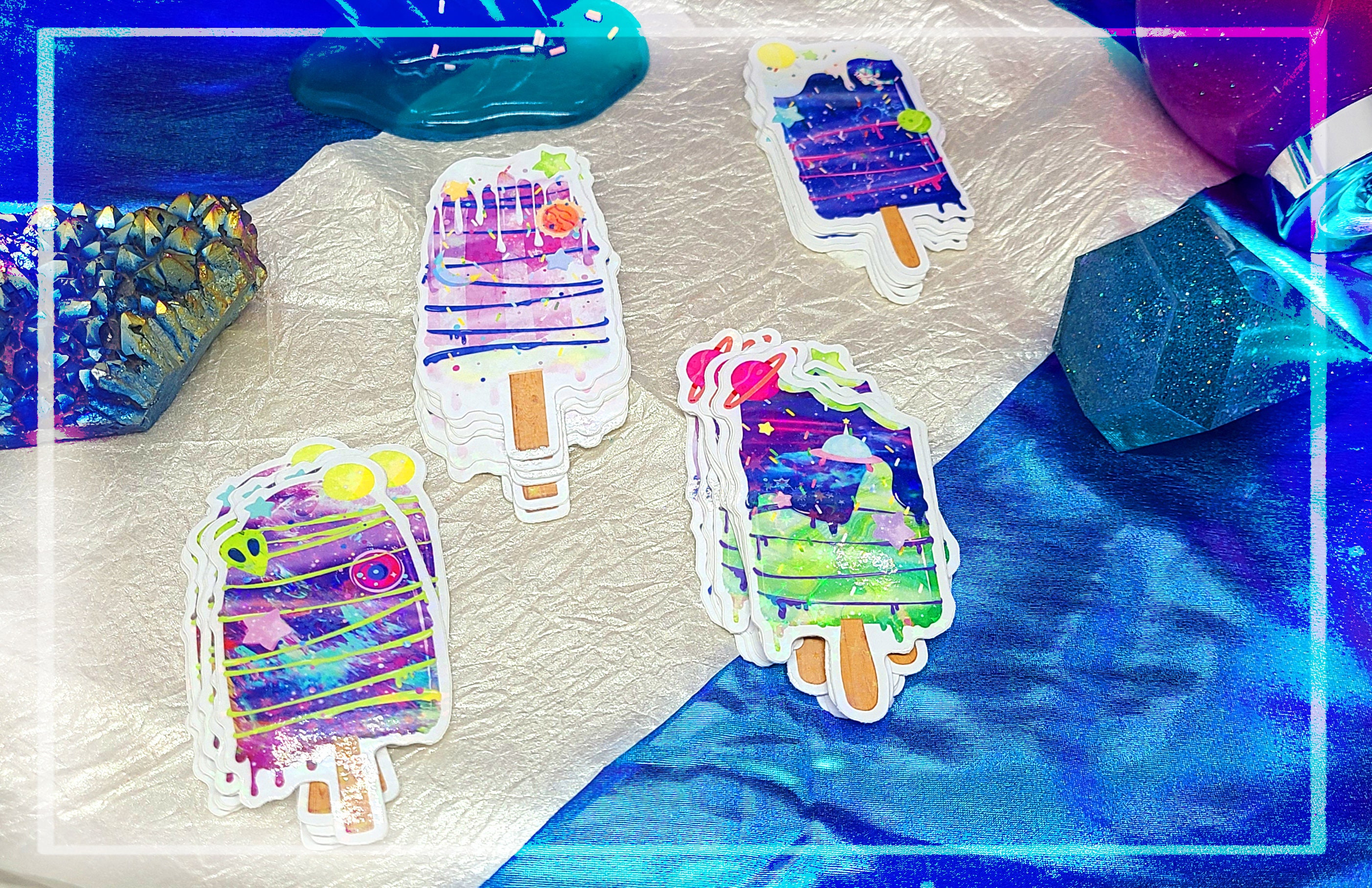 Space Popsicles Holographic Sticker Pack - Etsy