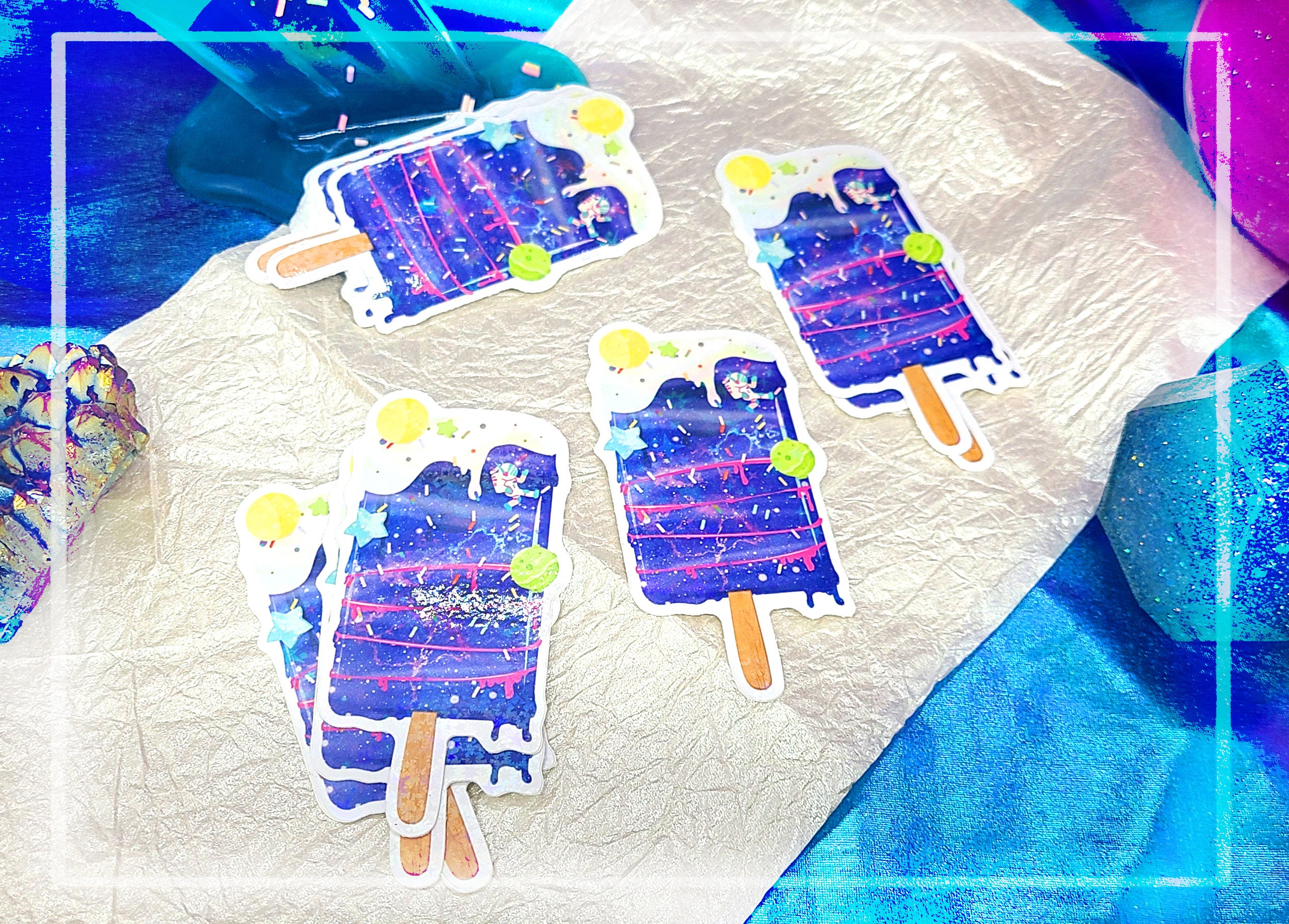 Space Popsicles Holographic Sticker Pack - Etsy