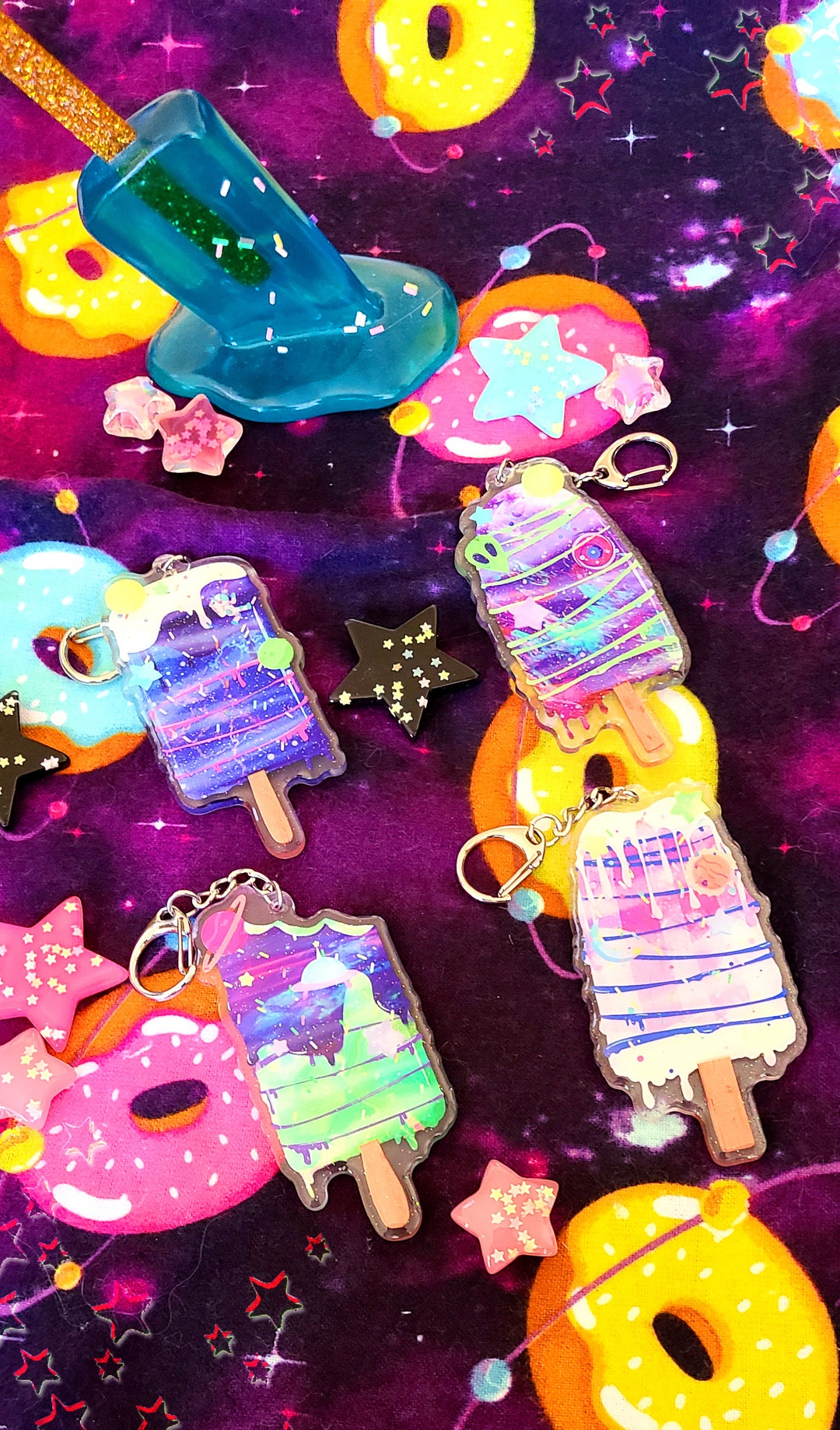 Space Popsicles | Clear Glitter | Keychain - Etsy