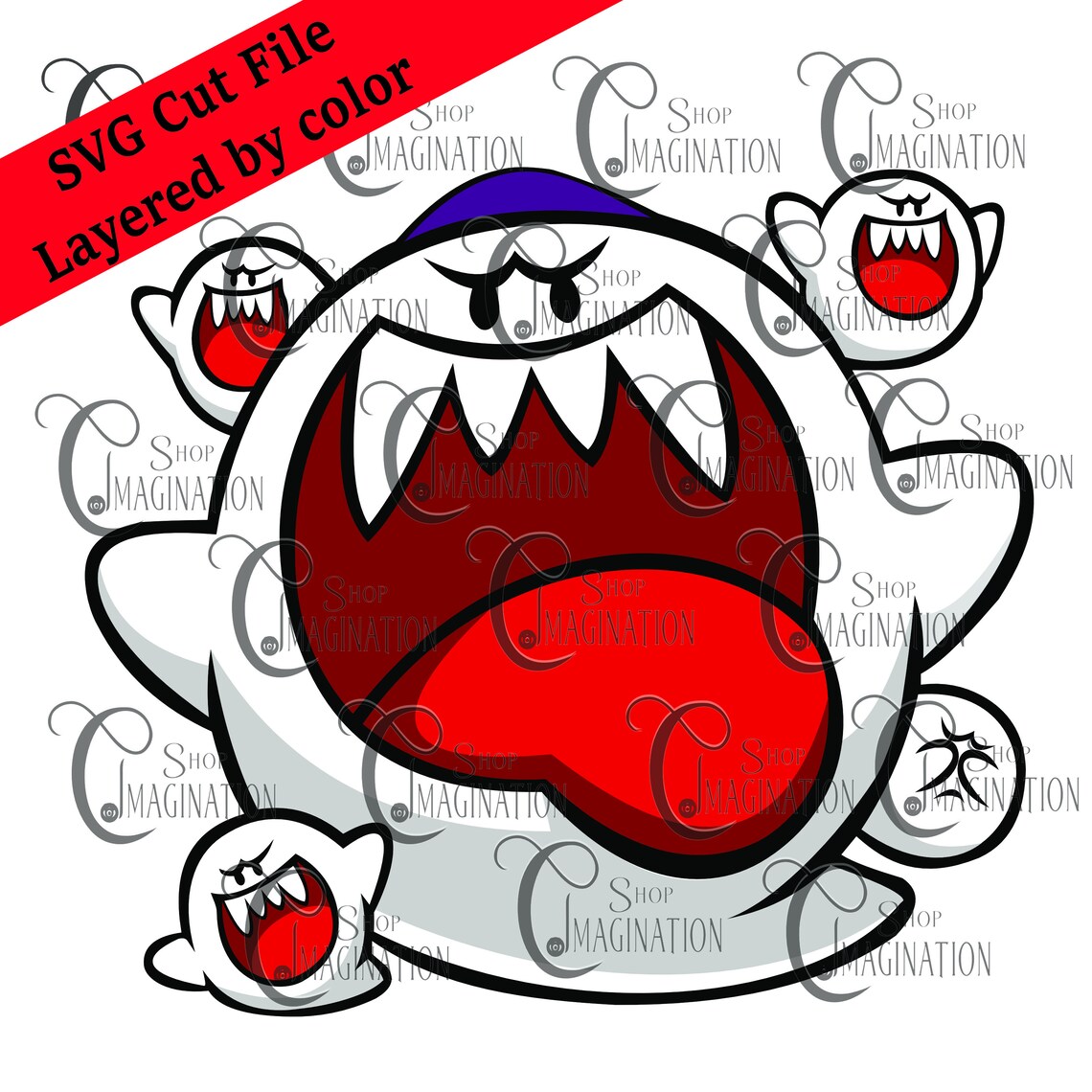 Halloween Super Mario Kart Ghosts Svg Layered Cut Files Outline, Cricut ...