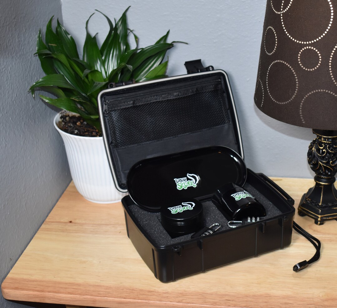 Smell Proof Stash Box Combo: Lockable Case, Grinder, Jar & Tray - Etsy