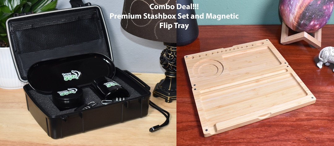 Premium Stash Box Set - & Magnetic Sidekick Flip Rolling / Valet Tray ...