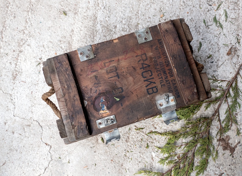 Antique Military Chest, Vintage Military Wood Chest, Wood Storage Box ...