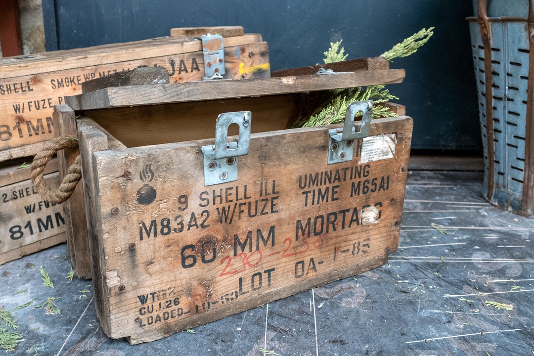 Antique Military Chest, Vintage Military Wood Chest, Wood Storage Box ...
