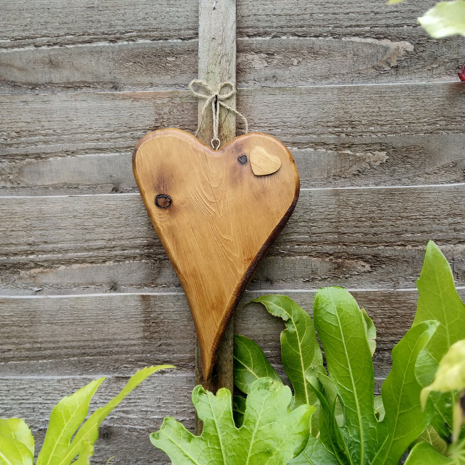 Wooden Hanging Heart Large Garden Heart Fence Ornament Etsy