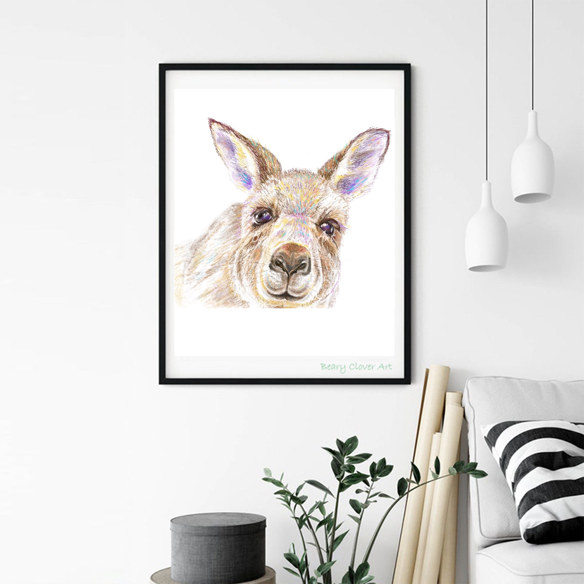 Digital Kangaroo Print, Kangaroo Wall Art, Kangaroo Decor Wall ...