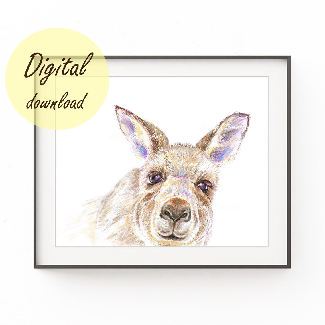 Digital Kangaroo Print, Kangaroo Wall Art, Kangaroo Decor Wall ...