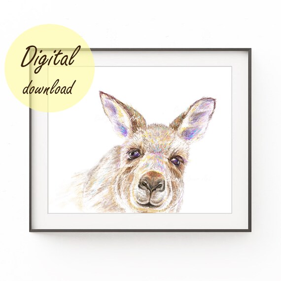 Digital Kangaroo Print Kangaroo Wall Art Kangaroo Decor | Etsy