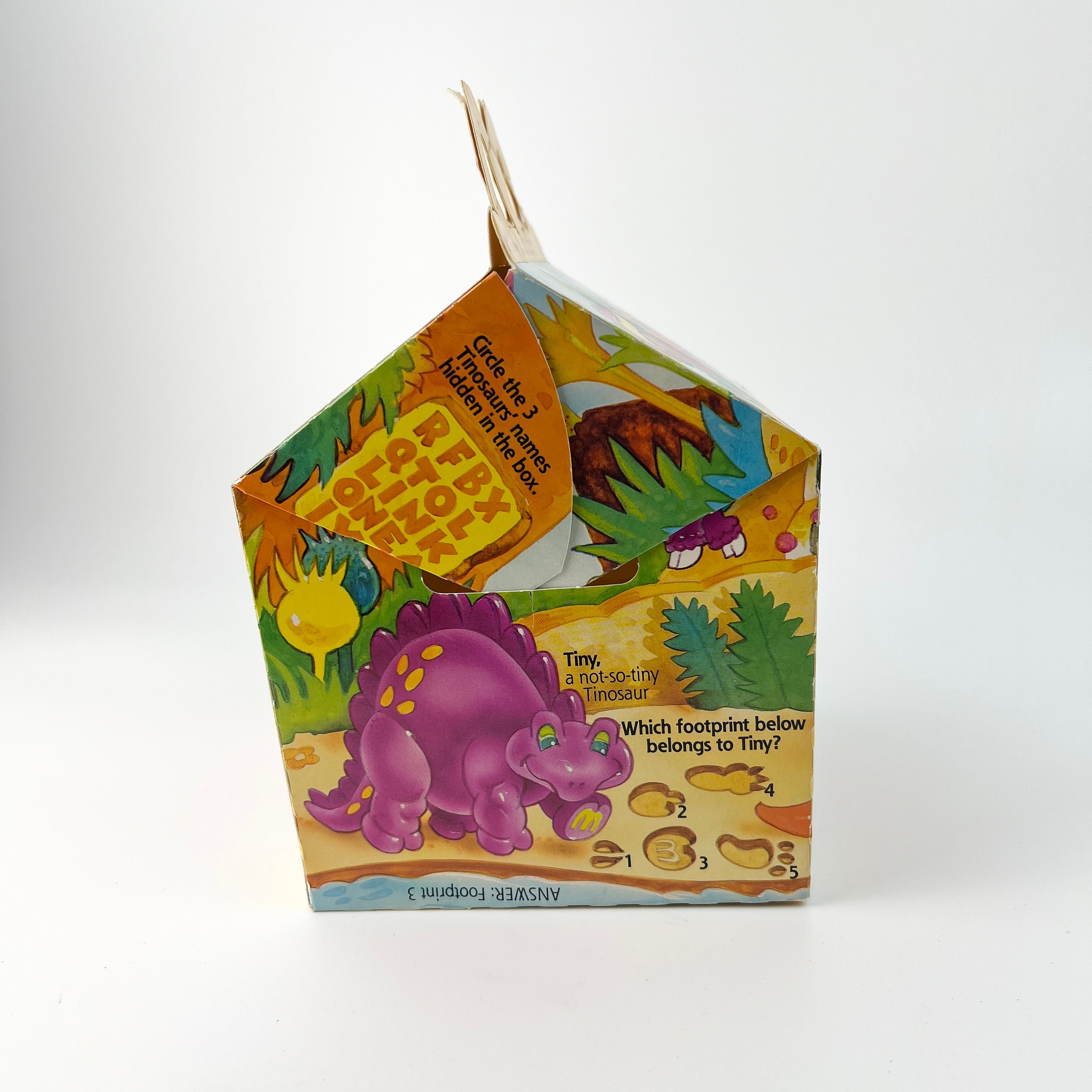 Tinosaurs Mcdonalds Vintage Happy Meal Box 1986 Dinosaur Dinah Jad Link ...