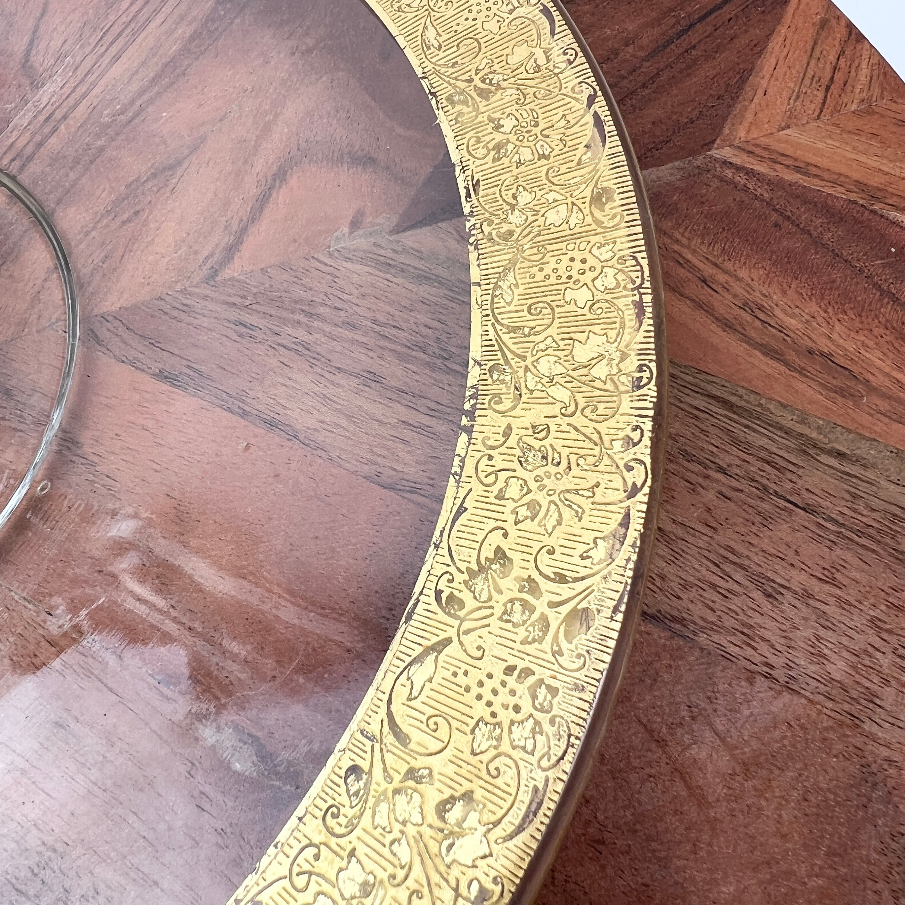 Glass Serving Tray With Center Handle Clear With Gold Band - Etsy