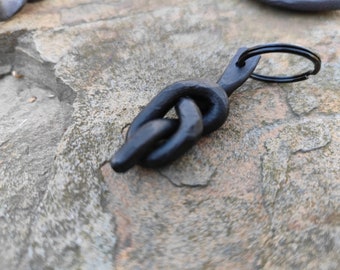 Knotted Steel Keychain, Blacksmith Made / 11th Anniversary Gift / Hand ...