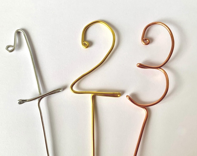 Wire Table Numbers, Gold Brass, Silver Aluminum, Metal Numbers Stems ...