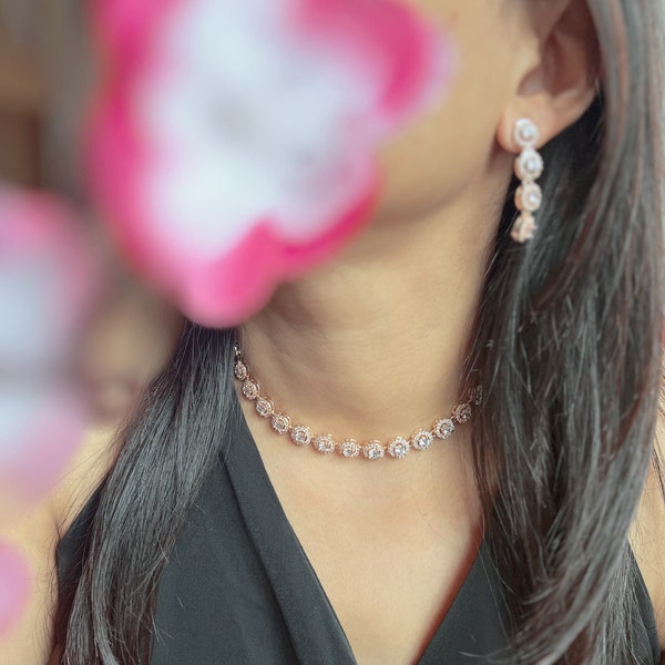 Rose Gold Necklace for Prom - Etsy