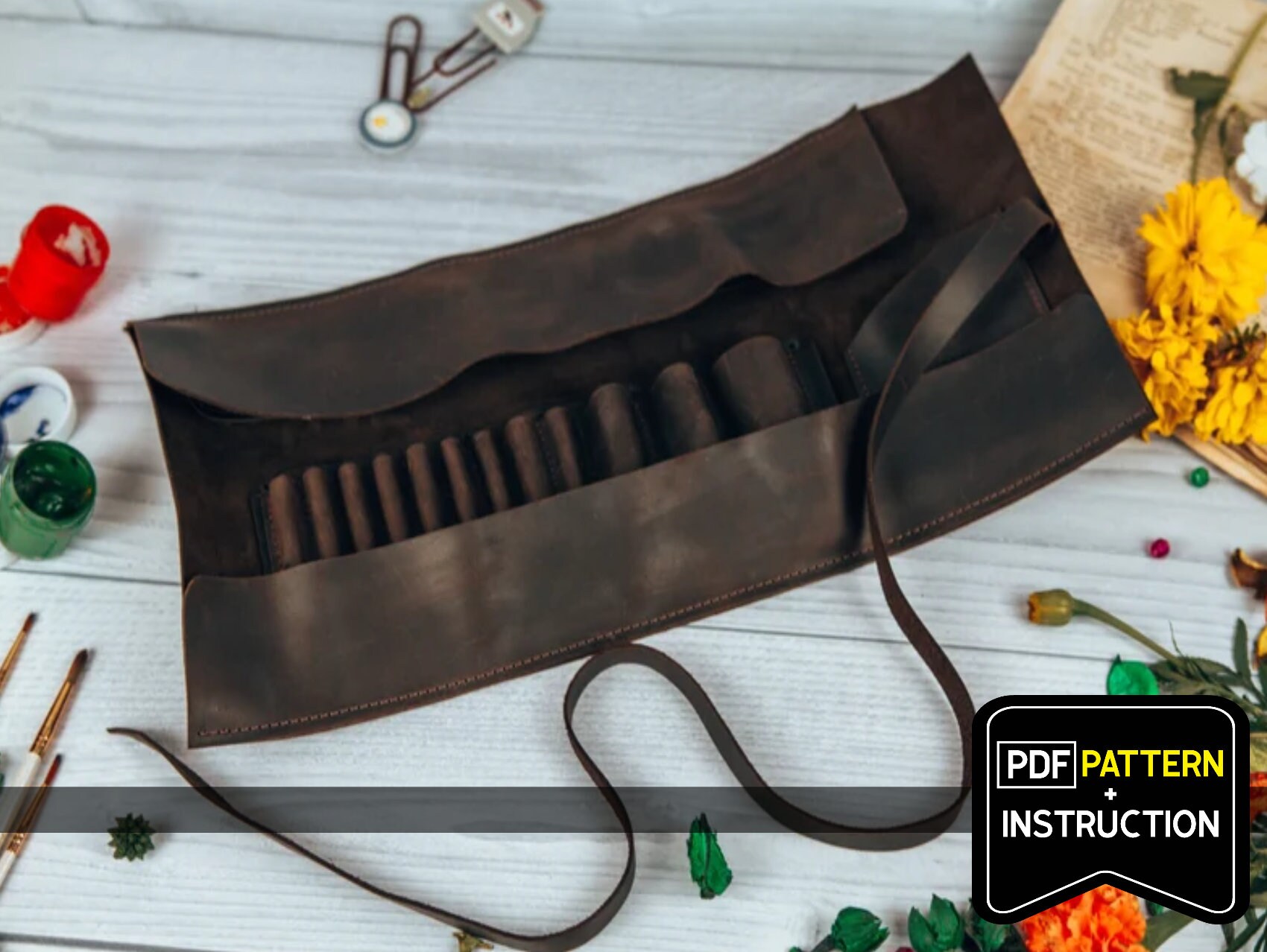 Roll Bag Pattern, Roll Bag Pdf, Leather Roll Bag Pattern, Leather Roll ...