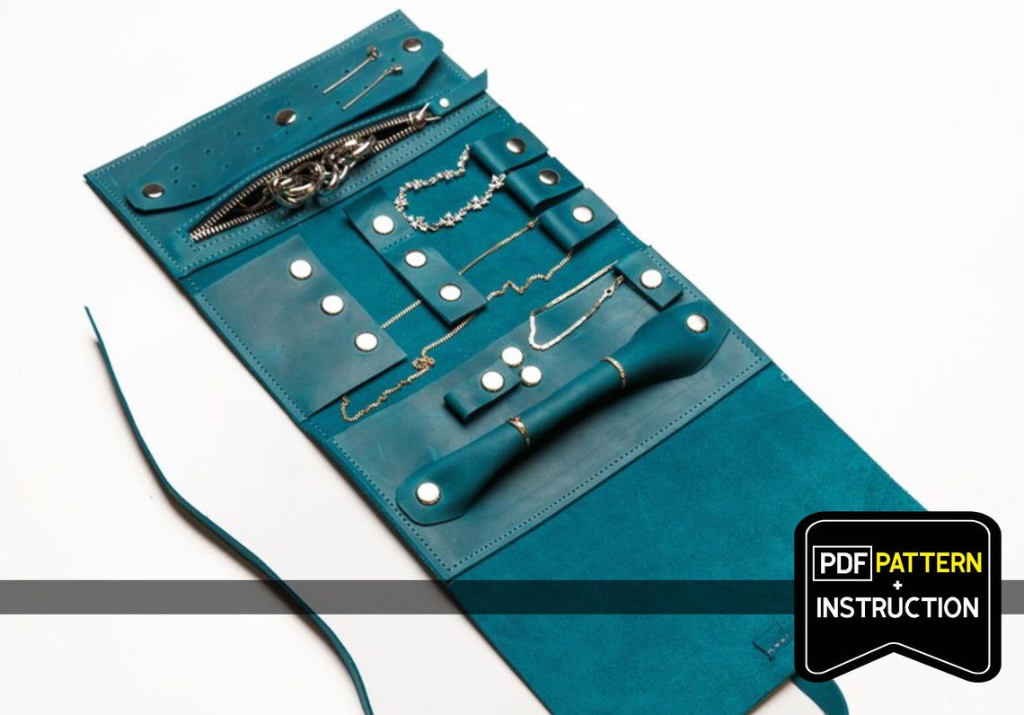 Travel Jewelry Roll Pdf, Travel Jewelry Roll Pattern, Leather Jewelry ...