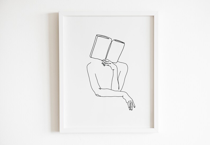 Reading Line Art Book Line Drawing Single Line Art Reading - Etsy
