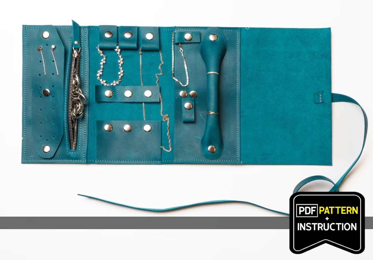 Travel Jewelry Roll Pdf, Travel Jewelry Roll Pattern, Leather Jewelry ...