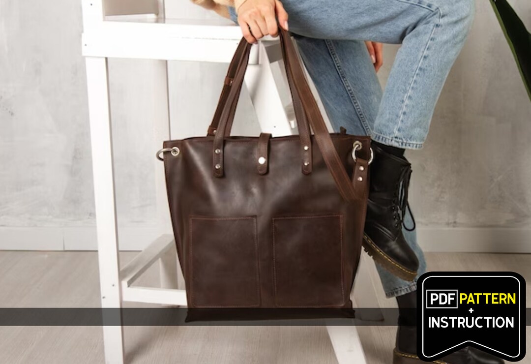 Leather Tote Bag Pattern, Leather Tote Bag Pdf, Leather Tote Bag Woman ...
