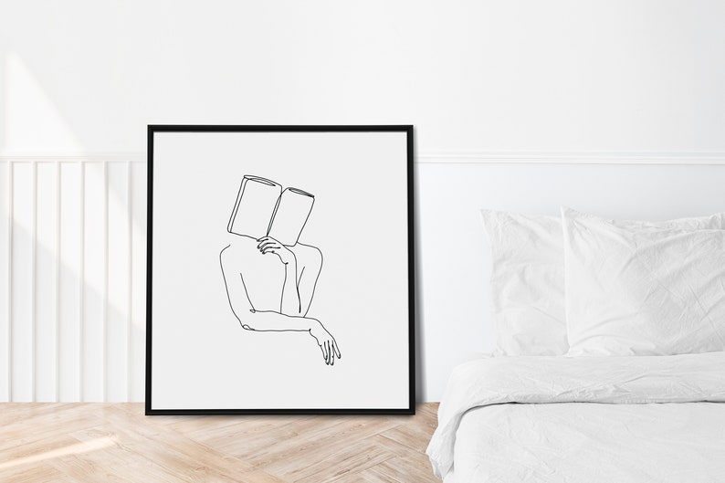 Reading Line Art Book Line Drawing Single Line Art Reading - Etsy